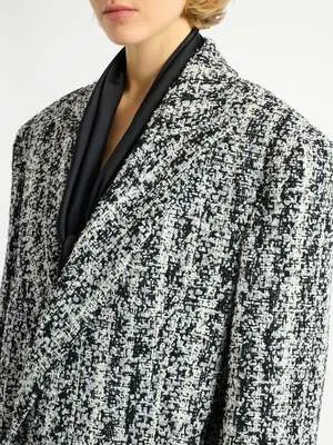Balmain Long Two-tone Tweed Coat