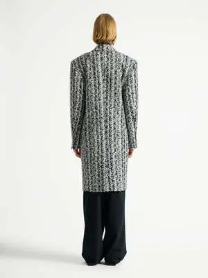 Balmain Long Two-tone Tweed Coat