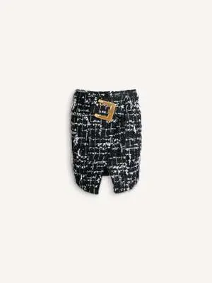 Balmain Belted Fringed Tweed Mini Skirt