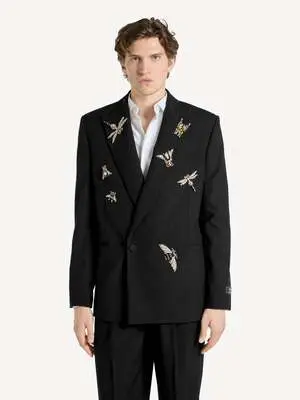 Balmain Embroidered Wool And Crystal Insect Jacket