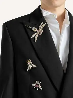Balmain Embroidered Wool And Crystal Insect Jacket