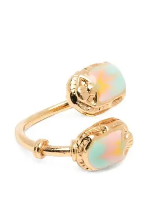 Gas Bijoux Brass Ring With Enamel Detail - Metallic