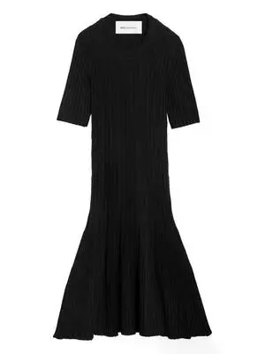 AMI Paris Ribbed Knit Mini Dress - Black
