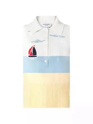 Thom Browne Sleeveless Polo Shirt - White