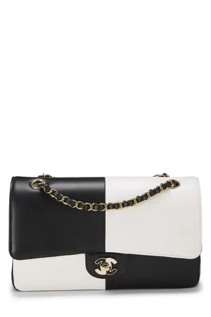 Chanel Black & White Geometric Lambskin Classic Double Flap - Multi