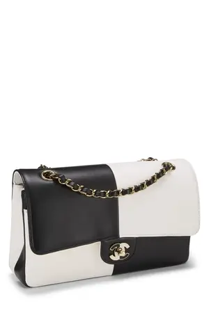 Chanel Black & White Geometric Lambskin Classic Double Flap