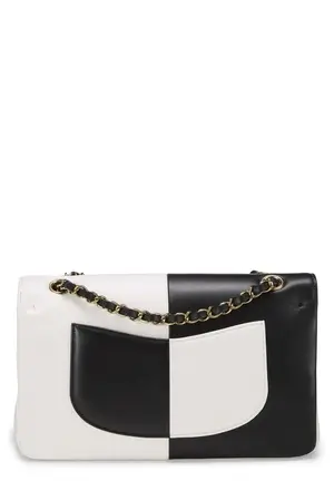 Chanel Black & White Geometric Lambskin Classic Double Flap