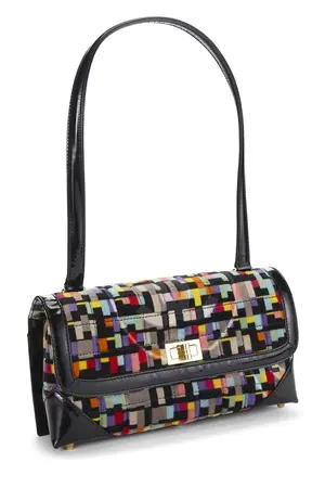 Chanel Multicolor Velour Mademoiselle Lock Shoulder Bag
