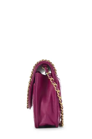 Chanel Patent Leather Quilted Heart Wallet On Chain