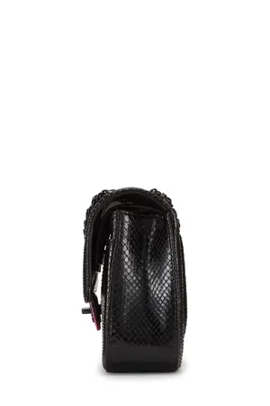 Chanel Black & Pink Python Classic Double Flap Medium