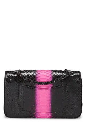 Chanel Black & Pink Python Classic Double Flap Medium