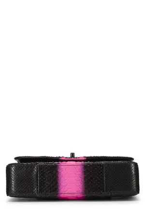 Chanel Black & Pink Python Classic Double Flap Medium