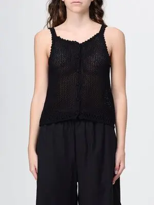 DUNST Crochet Button-up Top - Black