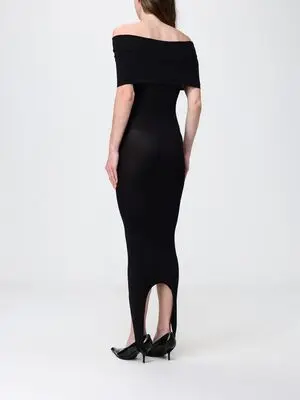 Alaïa Off-the-shoulder Jersey Dress With Asymmetrical Hem