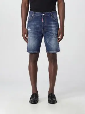 Dsquared2 Cotton Shorts With Worn Effect - Denim