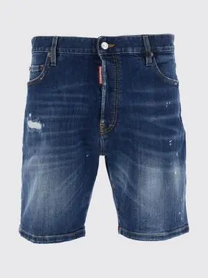 Dsquared2 Cotton Shorts With Worn Effect - Denim