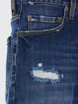 Dsquared2 Cotton Shorts With Worn Effect - Denim