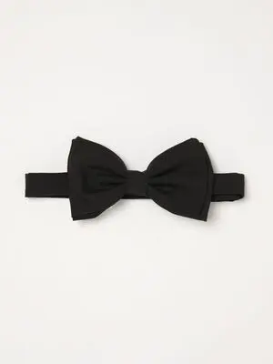 LARDINI Solid Colour Virgin Wool Bow Tie - Black
