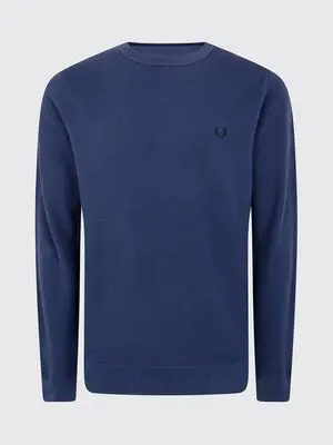 Fred Perry Textured Cotton Crew Neck Sweater - Blue