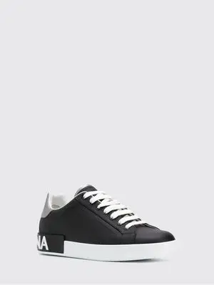 Dolce & Gabbana Portofino Smooth Calfskin Low-top Sneakers With Logo
