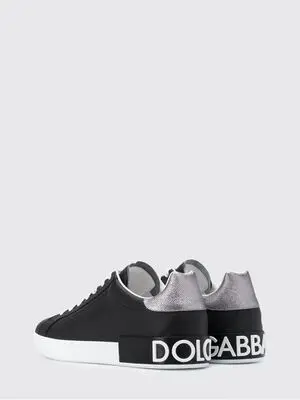 Dolce & Gabbana Portofino Smooth Calfskin Low-top Sneakers With Logo