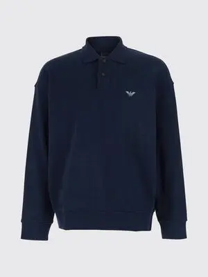 Emporio Armani Long-sleeved Cotton Polo Shirt With Embroidered Eagle Logo
