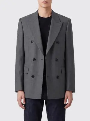 Emporio Armani Double-breasted Virgin Wool Blazer With Peak Lapels - Grey