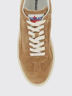 Dsquared2 Suede Calfskin Low-top Sneakers With Applied Side Logo - Beige