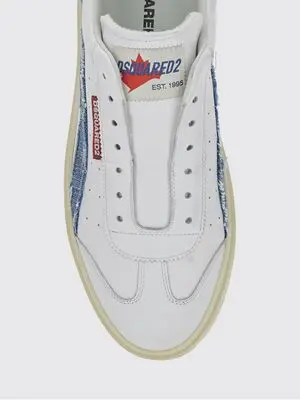 Dsquared2 Leather And Denim Bicolour Low Top Trainers