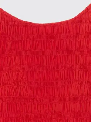 GANNI Sleeveless Ruched Stretch Cotton Top - Red