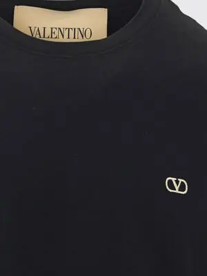 Valentino Garavani Vlogo Signature Cotton T-shirt With Contrasting Logo - Black