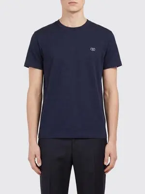Valentino Garavani Vlogo Signature Cotton T-shirt With Contrasting Logo - Navy