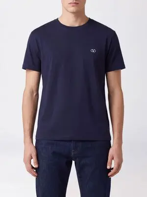 Valentino Garavani Vlogo Signature Cotton T-shirt With Contrasting Logo - Navy