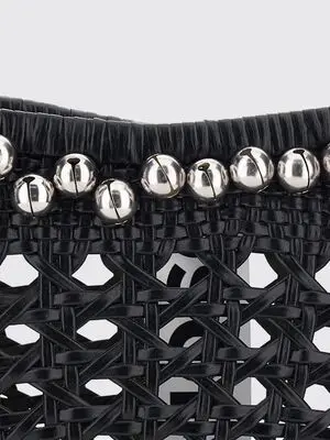 OSOI Lip Shoulder Bag In Recycled Leather With A Woven Double Handle