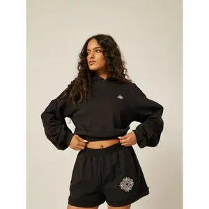BE ATHLETICA Cropped Hoodie - Black
