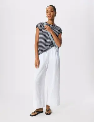Whistles Striped Cap Sleeve T-shirt - Navy/multi