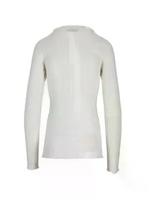 Miu Miu Ruffle-trim Ribbed Knit Sweater