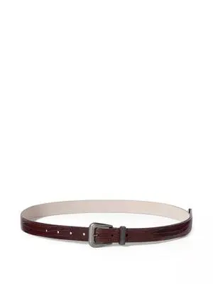 Brunello Cucinelli Lizard-effect Calfskin Belt - Brown