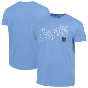 Champion Kansas City Royals Cooperstown Wordmark Lockup Tri-blend T-shirt - Light Blue