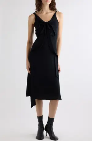 Acne Studios Dowla Bow Heavy Silk Georgette Dress - Black
