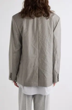 Acne Studios Julago Oversize Layered Pinstripe Wool Jacket