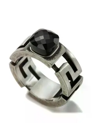 Versace Greca Ring With Faceted Glass Stone
