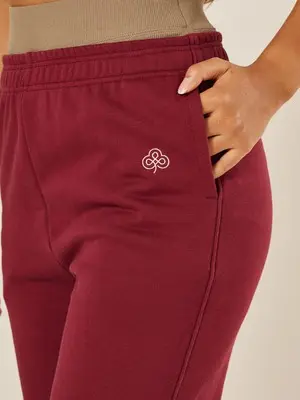 BE ATHLETICA Varsity Wide Leg Joggers - Garnet