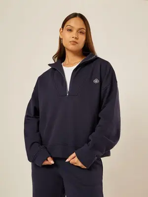 BE ATHLETICA Varsity Athletica Quarter-zip Sweatshirt - Midnight