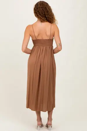 PINKBLUSH Sleeveless Front Tie Maternity Midi Dress