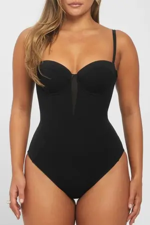 TA3 Sculpting Push-up One-piece Swimsuit With Lace-up Back - Black