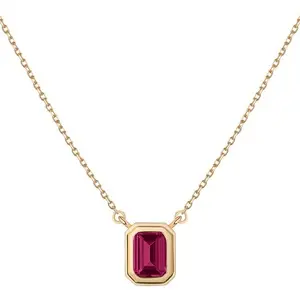 AURATE Ruby Bezel Set Necklace - Yellow