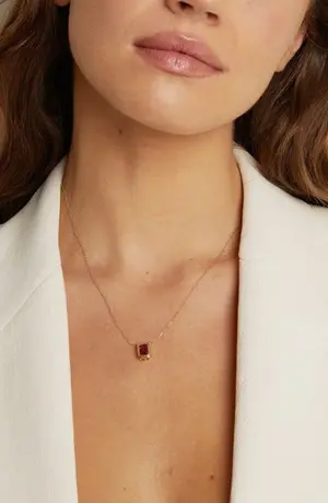 AURATE Ruby Bezel Set Necklace