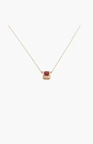 AURATE Ruby Bezel Set Necklace