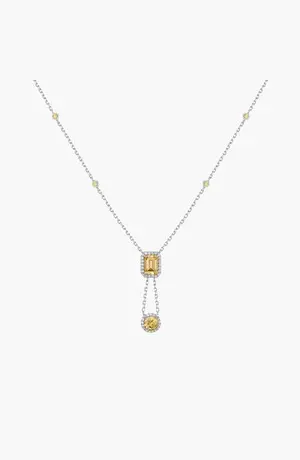 AURATE Lab Grown Edwardian Lariat Necklace - White